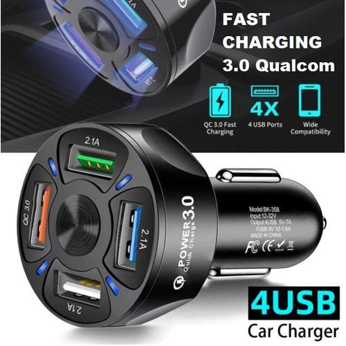 Jual Car Charger 4 PORT fast charging mobil usb 4in1 slot qc 3.0 ...