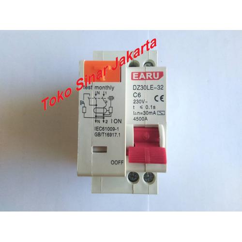 Jual RCBO Circuit Breaker 30mA Sekring Sekering Sikring MCB + ELCB 6A ...