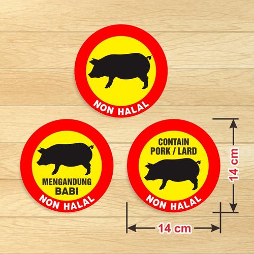Jual Label Sticker Non-Halal Stiker Contain Pork Lard Mengandung Babi ...