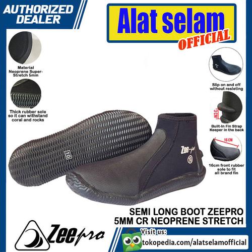 Jual Semi Long Boot Diving Zeepro Neoprene Stretch Booties 5mm Sepatu ...