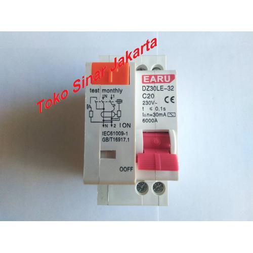 Jual RCBO Circuit Breaker 30mA Sekring Sekering Sikring MCB + ELCB 20A ...