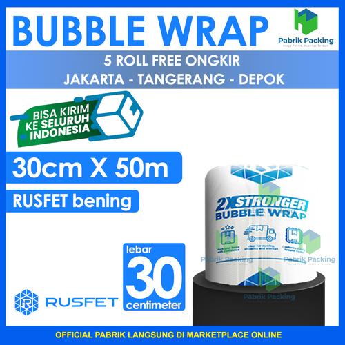 Jual Plastik Bubble Wrap 30cm x 50m RUSFET Bubblewrap Packing Babel ...