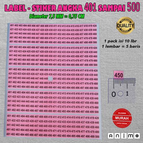 Jual LABEL - STIKER ANGKA WARNA - STICKER NUMBERING 401 SD 500 - Ungu ...