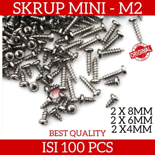 Jual Isi 100 Pcs Skrup Mini M2 x 4 / 6 / 8 mm Screw Round Head Self ...