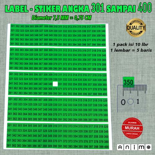 Jual LABEL - STIKER ANGKA WARNA - STICKER NUMBERING 301 SD 400 - Orange ...