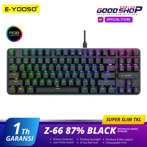Promo E-YOOSO HOTSWAP MECHANICAL GAMING KEYBOARD 87% BLACK KEYCAPS - Z ...