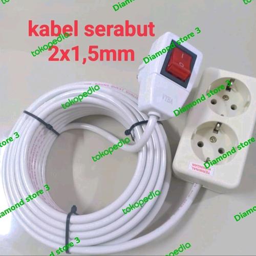 Jual Steker lampu + Stop kontak Uticon + Kabel SERABUT 2 x 1.5mm Rakitan - 8 Meter, 6 Lubang ...