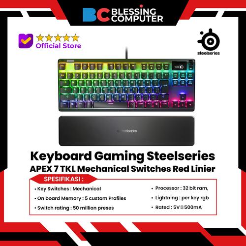 Promo Keyboard Gaming Steelseries APEX 7 TKL Mechanical Switches Red ...