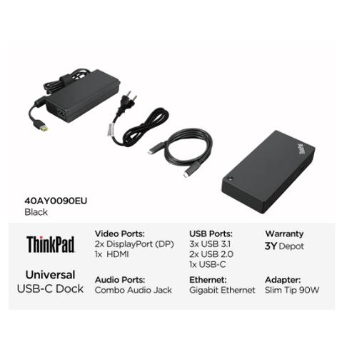 Jual Lenovo ThinkPad Universal USB-C Dock 40AY0090EU Docking DP HDMI ...