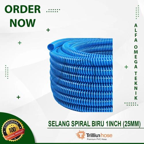 Jual SELANG HISAP AIR 1 INCH 25MM TRILLIUN PVC SPIRAL BIRU POMPA ...
