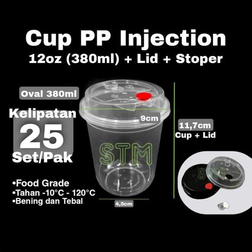 Promo Cup PP injection/Gelas plastik 12oz 380ml INJECTION cheese boba Cup OZ - ExtraBubbleWrap ...