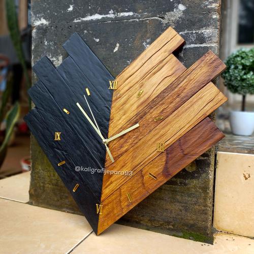 Jual Jam Dinding Kayu Jati Minimalis Aesthetic, Model Rustic Antik Unik ...