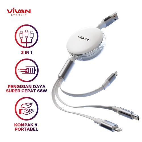 Jual VIVAN Kabel Data VRS01 3in1 6A 66W Micro USB Lightning Type C ...