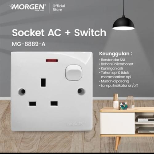 Jual MORGEN SOCKET AC + SWITCH MG 8889 A STOP KONTAK AC CLIPSAL SNI ...