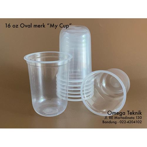 Jual Plastik Cup PP 16 oz Oval Tebal 8 Gram merk "My Cup" 1 pack @ 50 ...