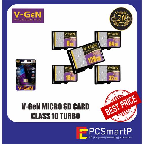 Jual Micro SD class 10 V-GeN Turbo 8GB, 16GB, 32GB, 64GB,dst. Micro SD Card - 8 gb - Kab ...