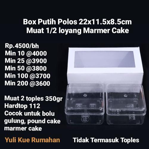 Jual Box Putih Polos Uk 22x11.5x8.5cm Cocok untuk bolu gulung - Kota ...