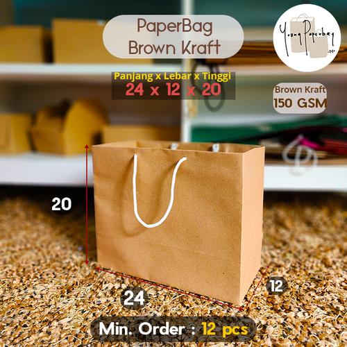 Jual Paper Bag/Tas Kertas Paperbag Polos Kraft Coklat 24 x 12 x20 ...