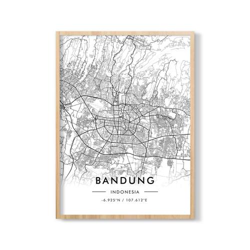 Jual Poster "Bandung Map" + Premium Frame Kayu 40x55cm Dengan Matboard ...