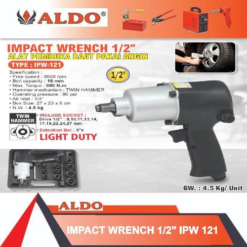 Jual ALAT BUKA BAUT ANGIN TWIN HAMMER 1/2" ALDO IPW 121 AIR IMPACT ...
