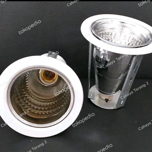 Jual downlight 4 inch 4" E27 Kaki Tiga Putih/Silver Rumah Fiting Kap ...