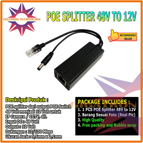 Promo POE Splitter 48V to 12V.2A For IP Camera / POE Switch CCTV - Kota ...