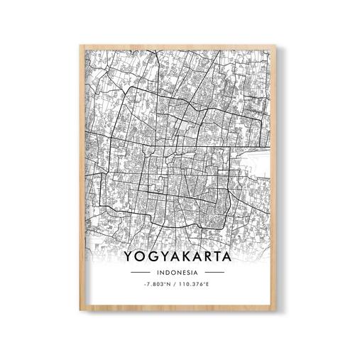 Jual Poster "Yogyakarta Map" + Premium Frame Kayu 40x55cm Dengan ...