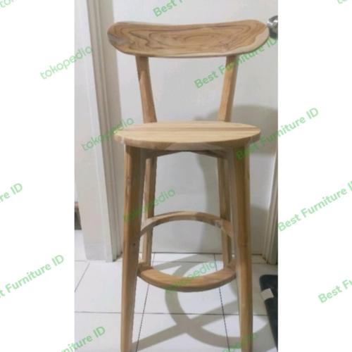 Jual Kursi Bar Stool Bulat Jati Minimalis - Kursi Bar Cafe Bundar - Non ...