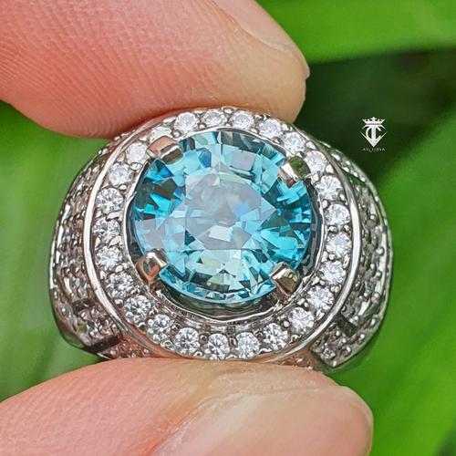 Jual Batu Permata Natural Round Blue Zircon Cambodia 5.57 Ct GRI Lab ...