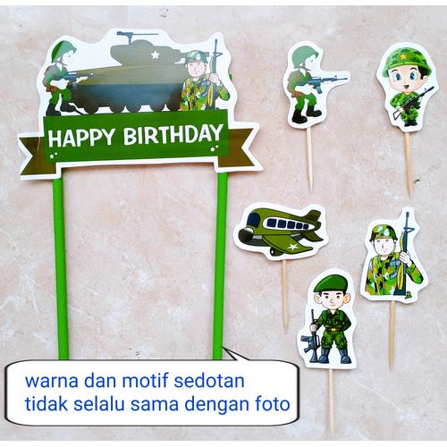 Jual topper toper cake hiasan kue ulang tahun motif Army Tentara ...