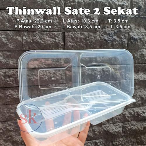 Jual (isi 25 pcs) Thinwall Long Bening Food Container Box 2 Sekat - RL ...