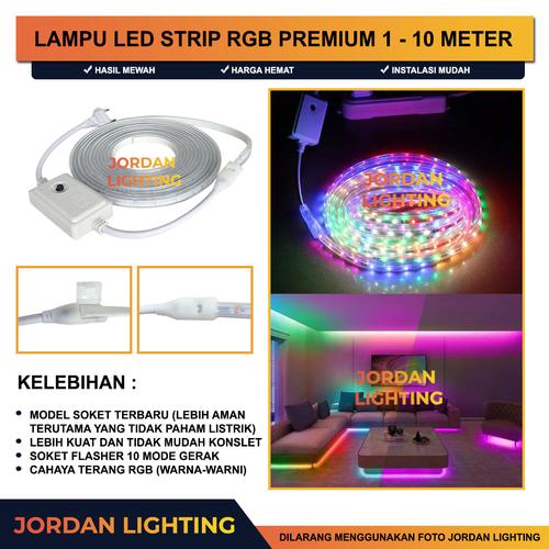 Jual Paket 1-10 Meter LED Strip Warna Warni Lampu Selang RGB 220V - 7 ...