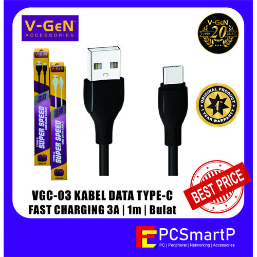 Jual Kabel Data USB Type C V-GeN VGC-03 Fast Charging QC3.0 3A 1 Meter ...