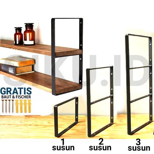 Jual BESI SIKU AMBALAN/RAK TEMPEL DINDING / BRAKET PAPAN - 2 SUSUN ...