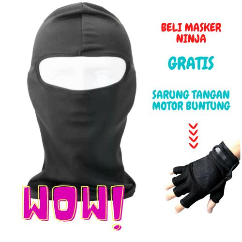 Jual Masker Ninja Full Face Spandex Motor Helm Balaclava Polos hitam ...