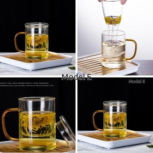 Jual glass tea infuser with lid/gelas kaca dengan saringan dan tutup ...