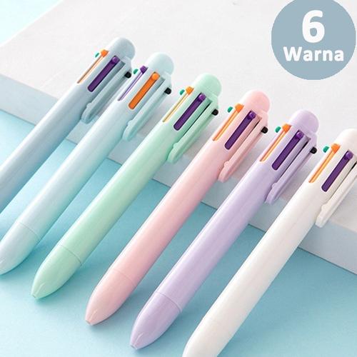 Promo Pulpen 6 in 1 Warna Warni Cetek Pena Pen Gel 0.7mm Ballpoint Gel ...