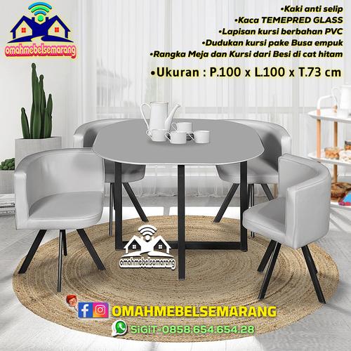 Jual Set Meja Makan Kaca Kaki Besi DS BOXX Dining set minimalis modern ...