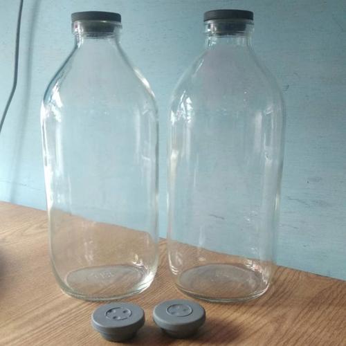 Jual Botol infus 500ml tutup karet/botol beling natural tutup karet ...