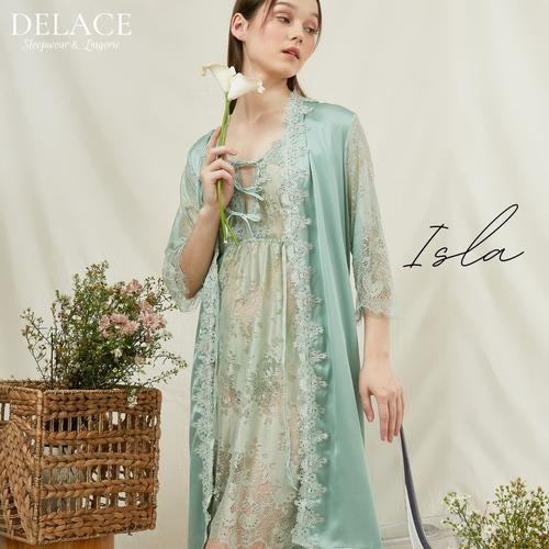 Jual ISLA Delace Kimono Lingerie Set Lace Dress Premium - Pink, Tanpa ...