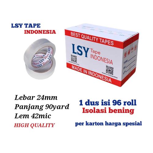 Promo lakban / isolasi bening 24mm x 90yard 1 dus isi 96 roll LSY TAPE ...