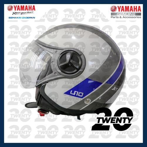Jual HELM SNI HELMET YAMAHA HALF FACE UNO JET WHITE BLUE ORIGINAL YJN12 ...