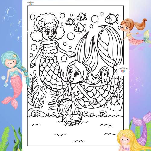 Jual KERTAS MEWARNAI / MERMAID / KERTAS GAMBAR / A4 / SKETSA - 02 ...