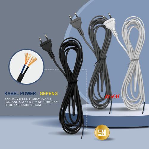 Jual 5M ASLI TEMBAGA KABEL POWER / KABEL AC 220V / KABEL BUNTUNG ...
