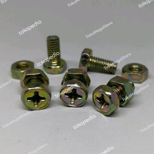Jual BAUT MUR 6x15 kunci 10 baut obeng DWIFUNGSI baut 10 ukuran M6 x 15 ...