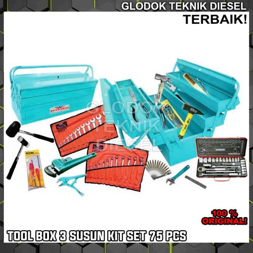 Jual WIPRO Tool Box Kit Set 3 Susun 75 pcs Peralatan LENGKAP TS 075 ...
