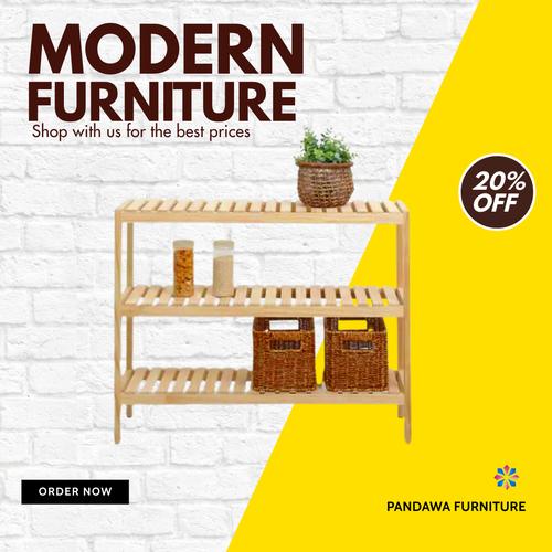 Jual Rak sepatu kayu / rak sendal kayu 3 susun Uk.80cm - Jakarta ...