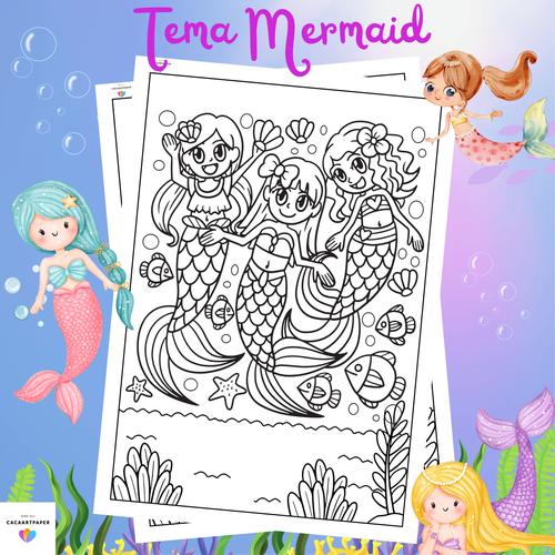 Jual KERTAS MEWARNAI / MERMAID / KERTAS GAMBAR / A4 / SKETSA - RANDOM ...
