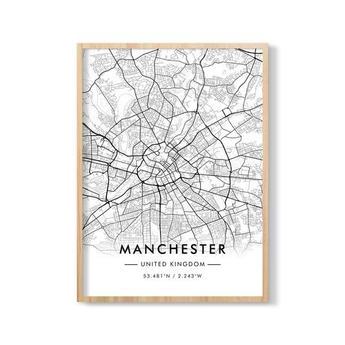 Jual Poster "Manchester City Map" + Premium Frame Kayu - Kab. Kulon ...
