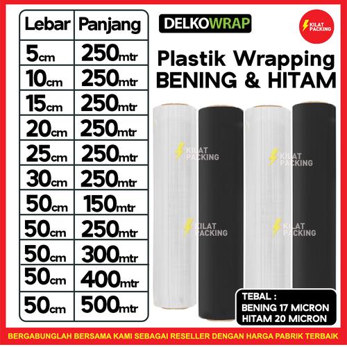 Jual Plastik Wrap Stretch Film Plastik Wrapping Hitam Bening Delkowrap ...